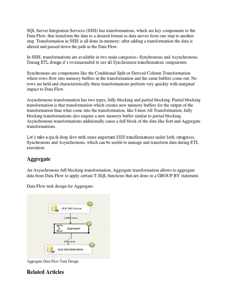 SSIS Transformations | PDF | Microsoft Sql Server | Computer File