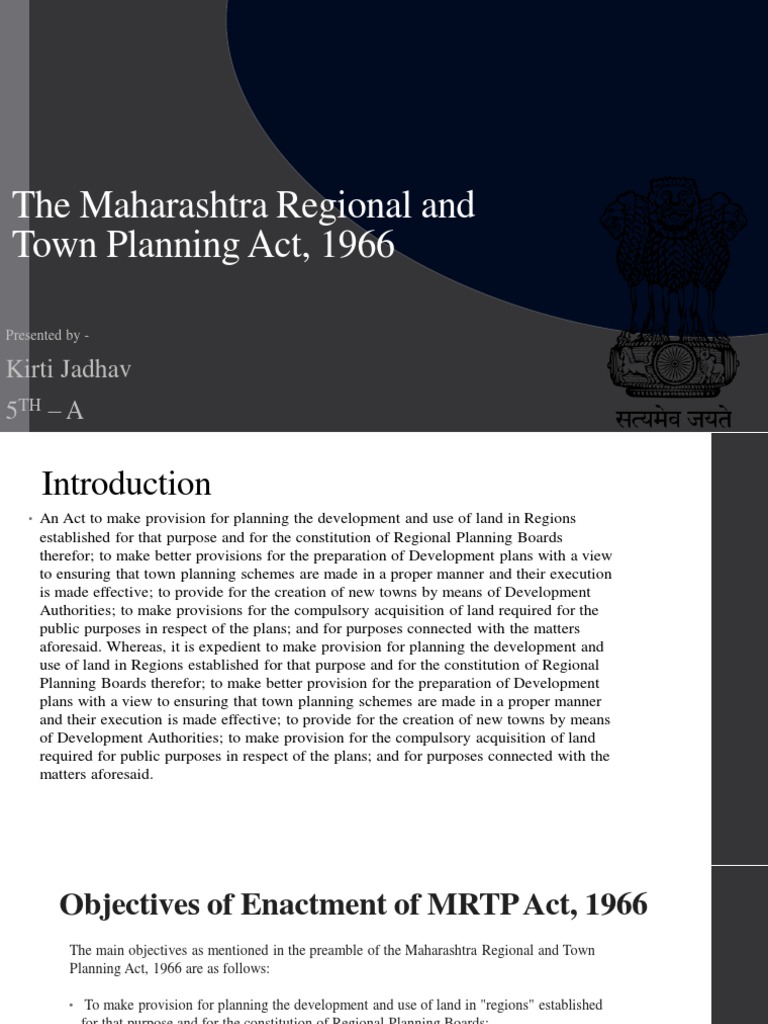The Maharashtra Regional and Town Planning Act | PDF | Geographic Information System | Justice