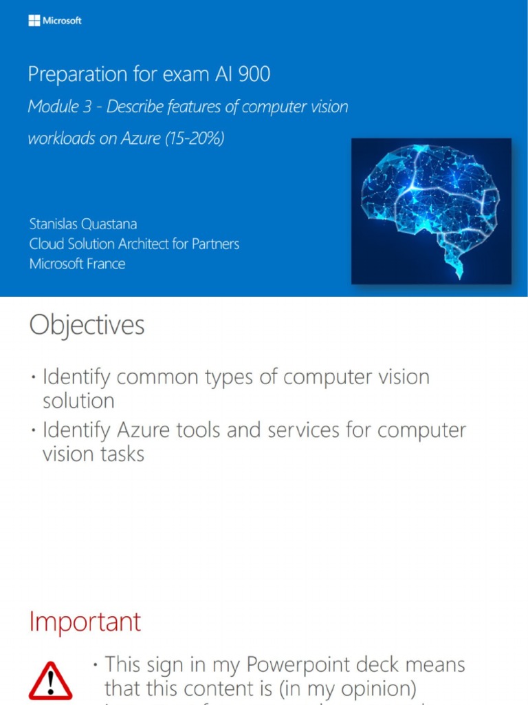 Prepa AI900 Module 3 Describe Features of Computer Vision Workloads | PDF