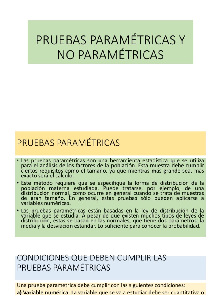Pruebas Paramétricas y No Paramétricas | PDF | Muestreo (Estadísticas ...