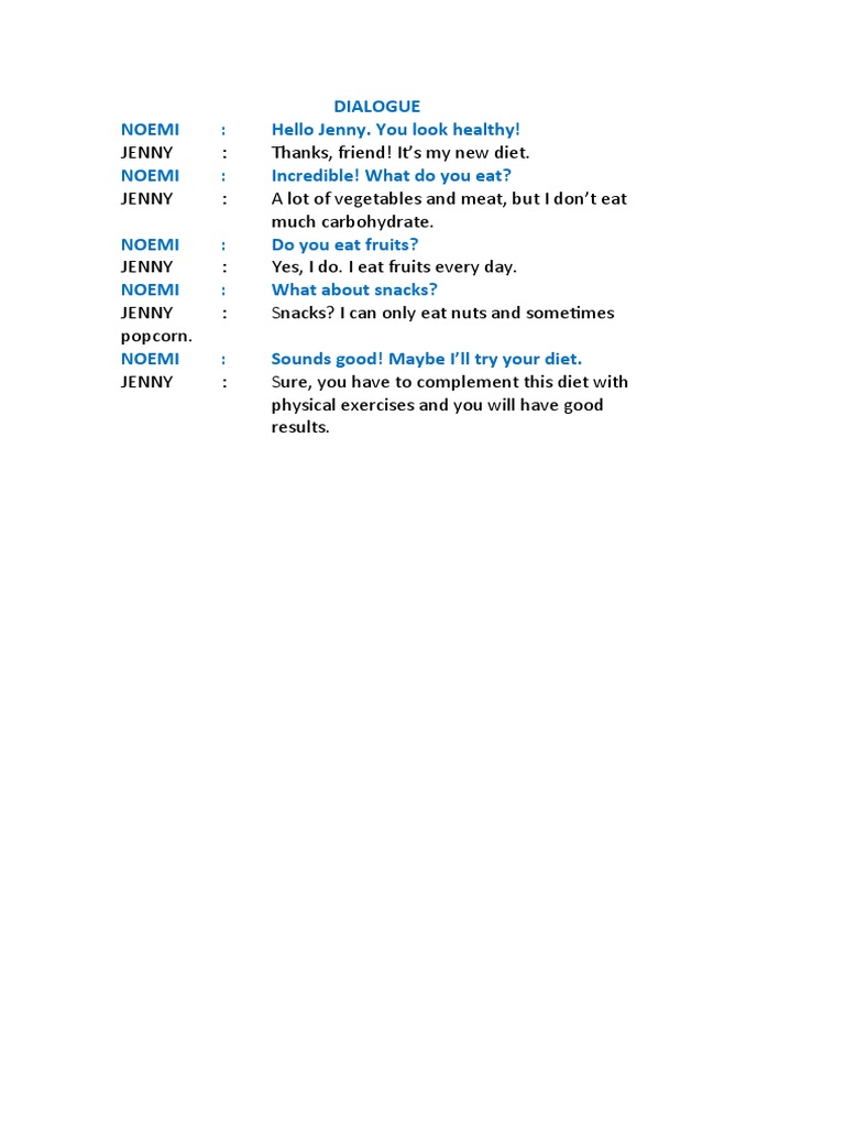 Dialogue About Diet | PDF