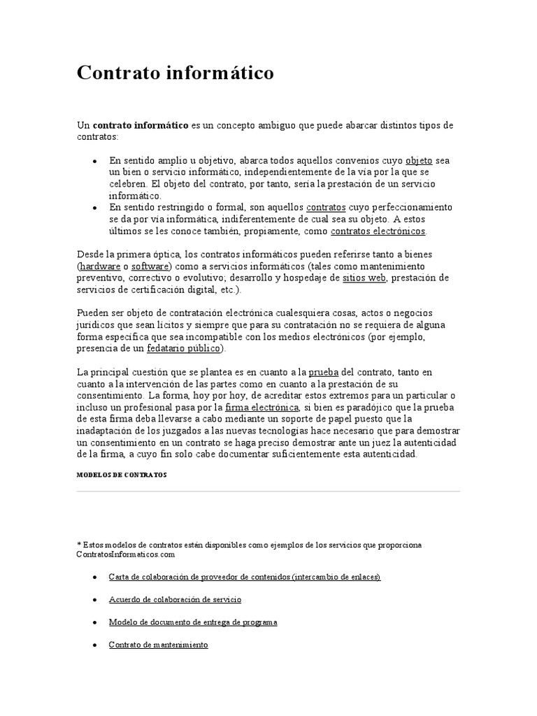 Contrato Informático | PDF | Software | Arrendamiento