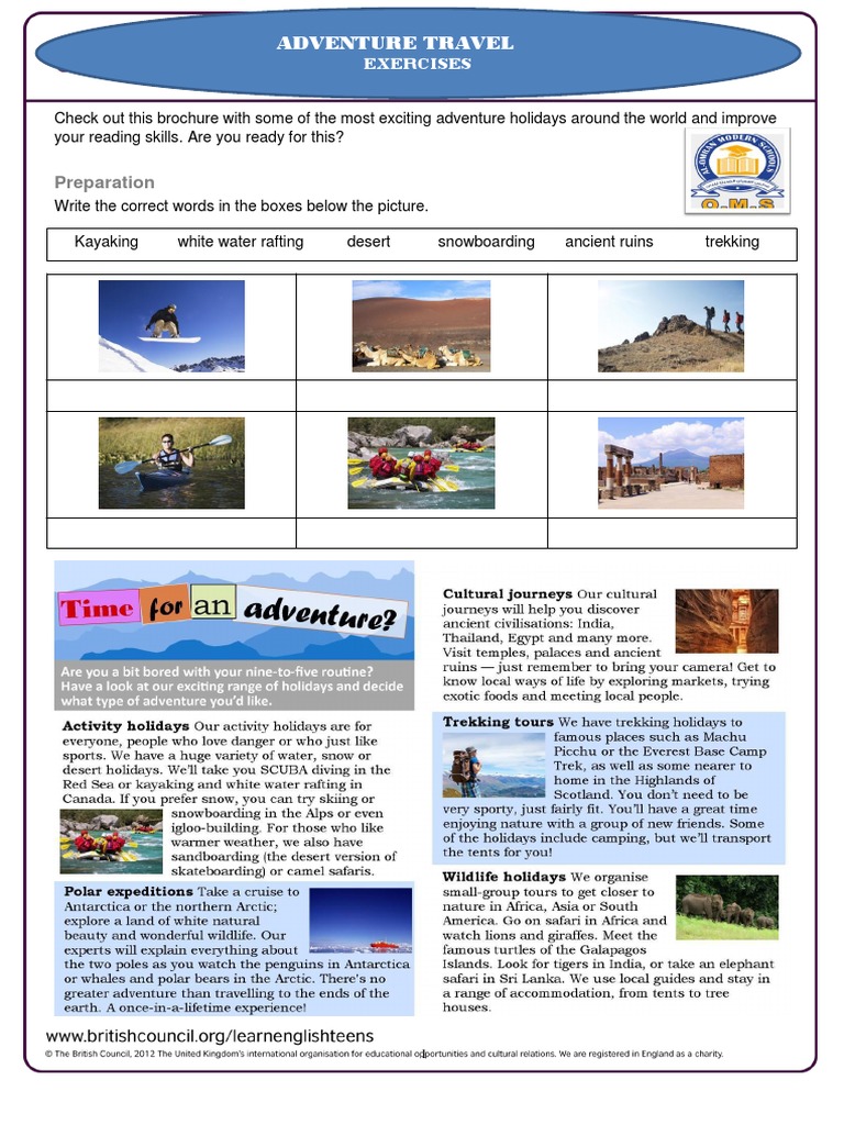 Reading Skills Practice:: Adventure Travel | PDF