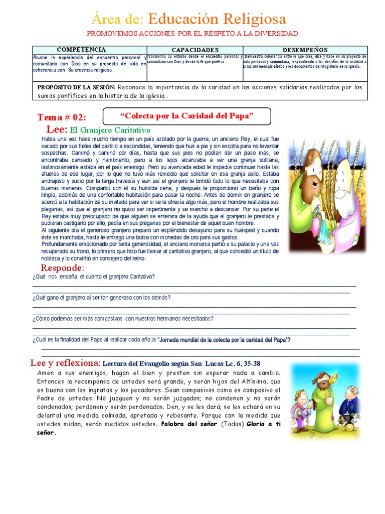 Fichas de Religión: Caridad y Compasión | PDF | Iglesia Católica | Amor