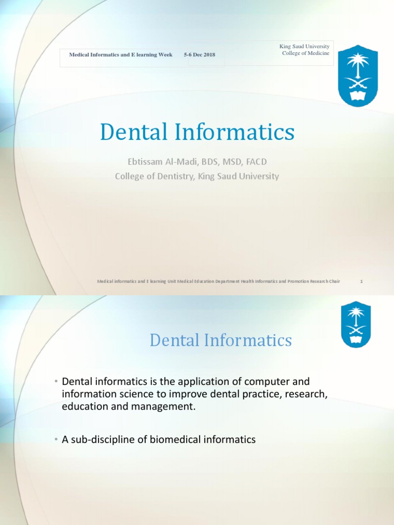 Dental Informatics | PDF | Health Informatics | Dentistry