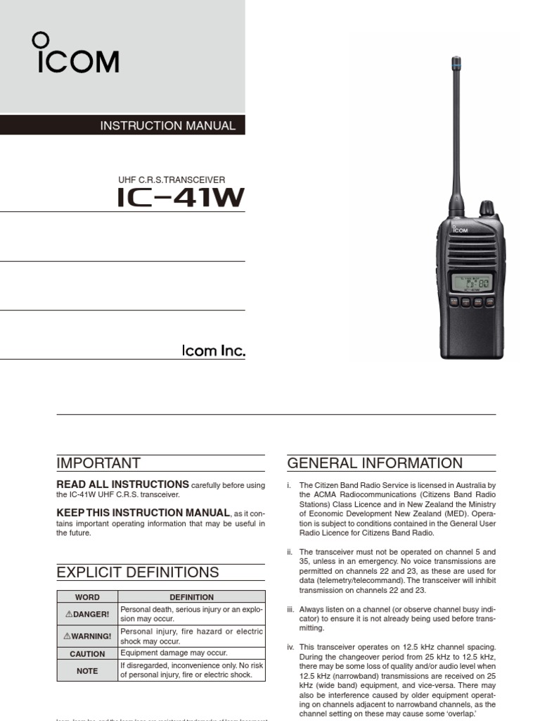 IC-41W Instruction Manual | PDF | Radio | Backlight