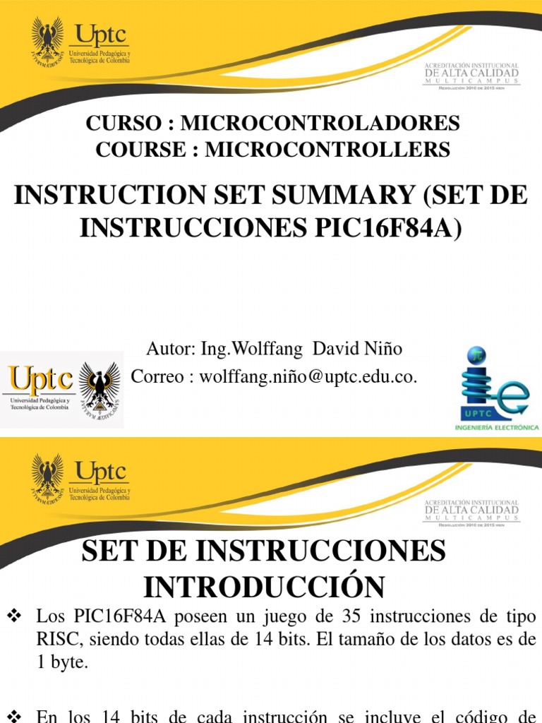 Set de Instrucciones Pic16f84a | PDF | Poco | Unidad Central de procesamiento