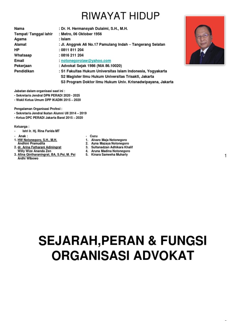 Bahan Ajar Peran Fungsi Advokat Hermansyah Dulaimi 2021 | PDF