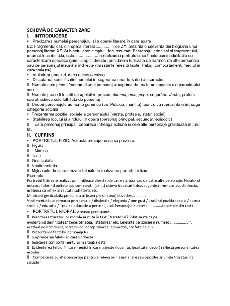 Schema Caracterizare | PDF