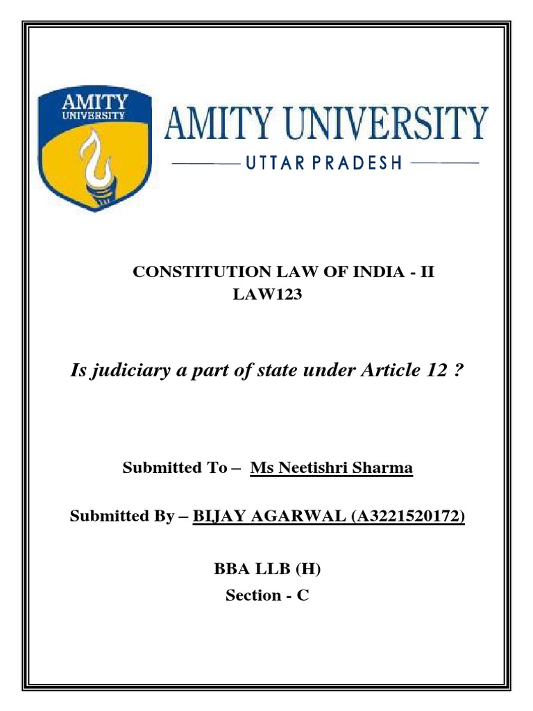 Is Judiciary A Part of State Under Article 12 ?: Constitution Law of ...