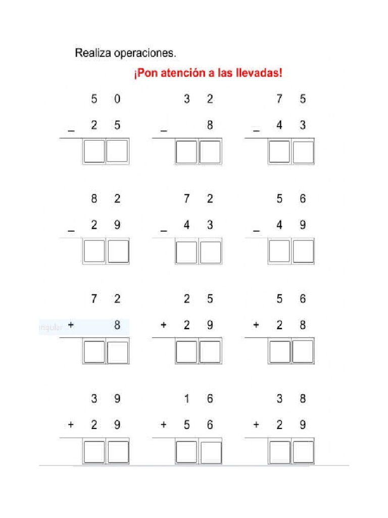 sumas y restas para niños | PDF