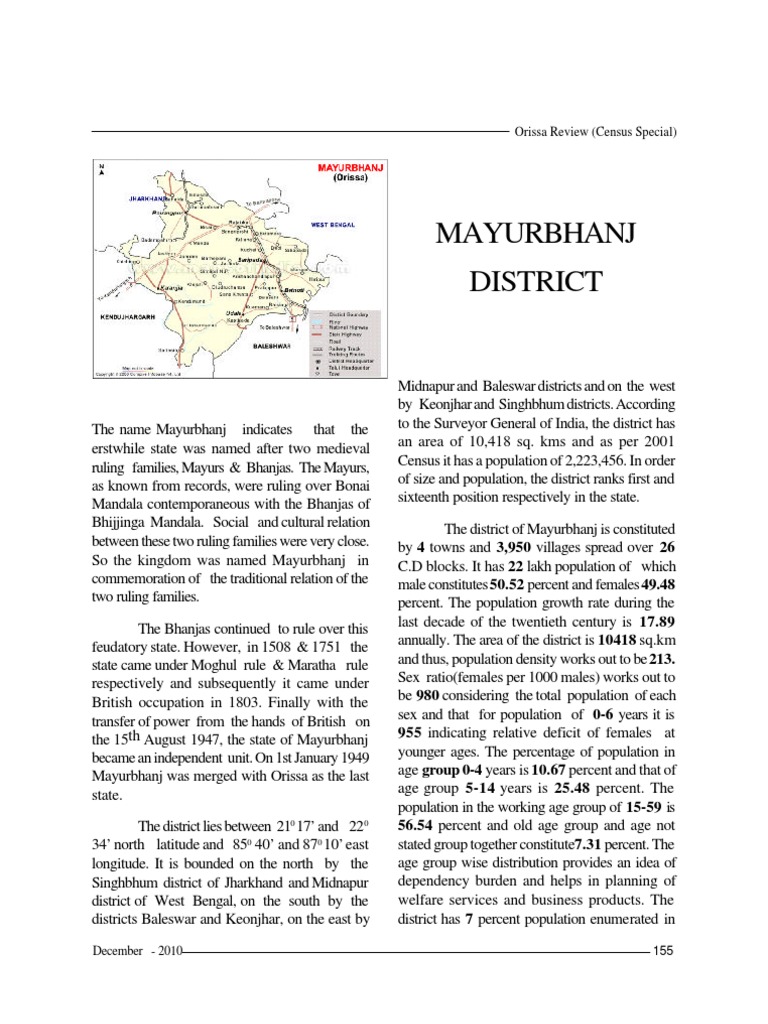 Mayurbhanj District: Orissa Review (Census Special) | PDF | Percentage | Literacy