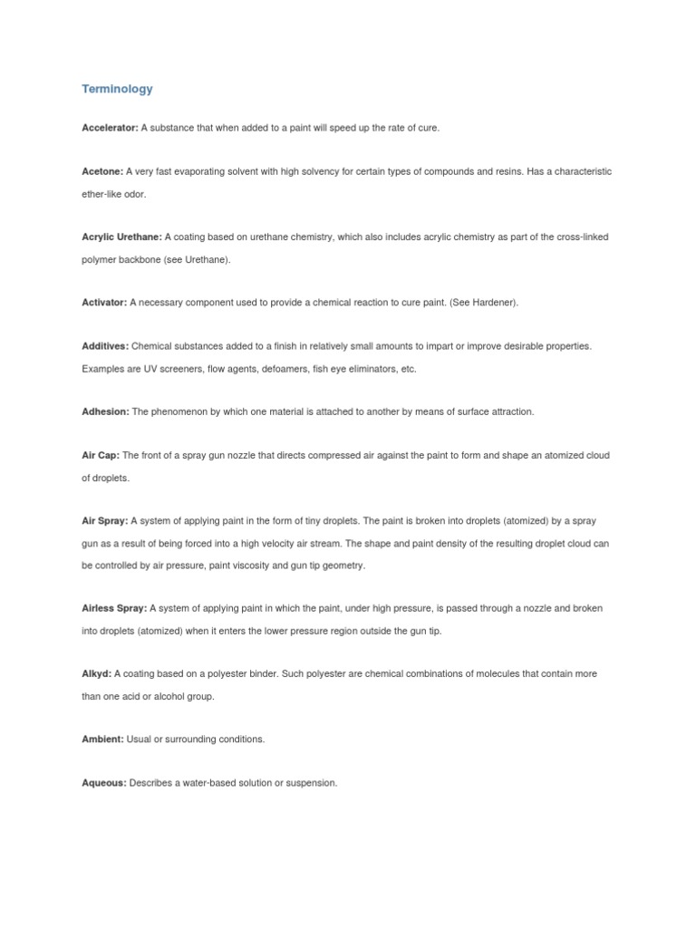 Paint Terminology | Download Free PDF | Paint | Evaporation
