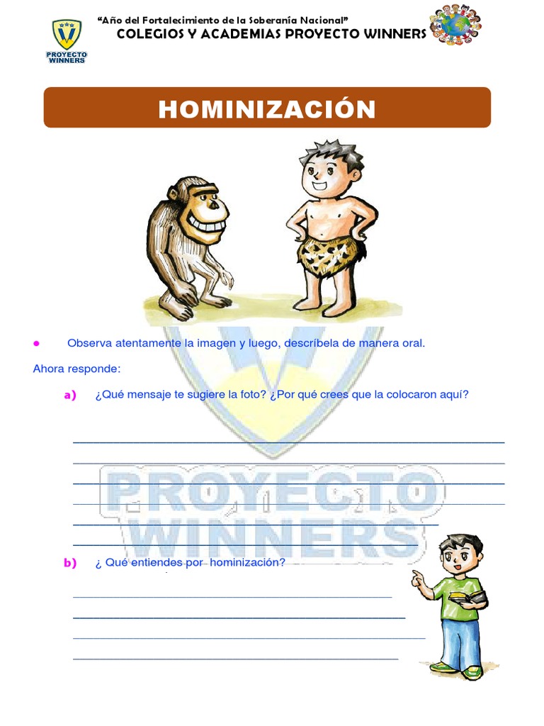 Hominización para Quinto Grado de Primaria | PDF | Homo | Evolución humana