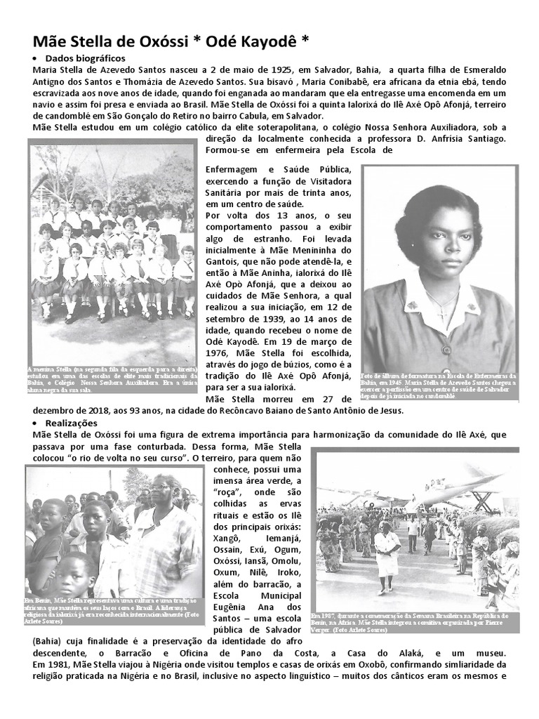 Mãe Stella de Oxóssi: Vida e Legado | PDF