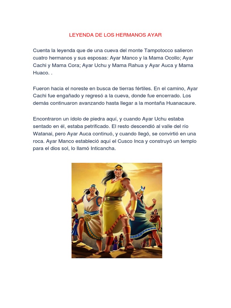 Leyenda de Los Hermanos Ayar | PDF