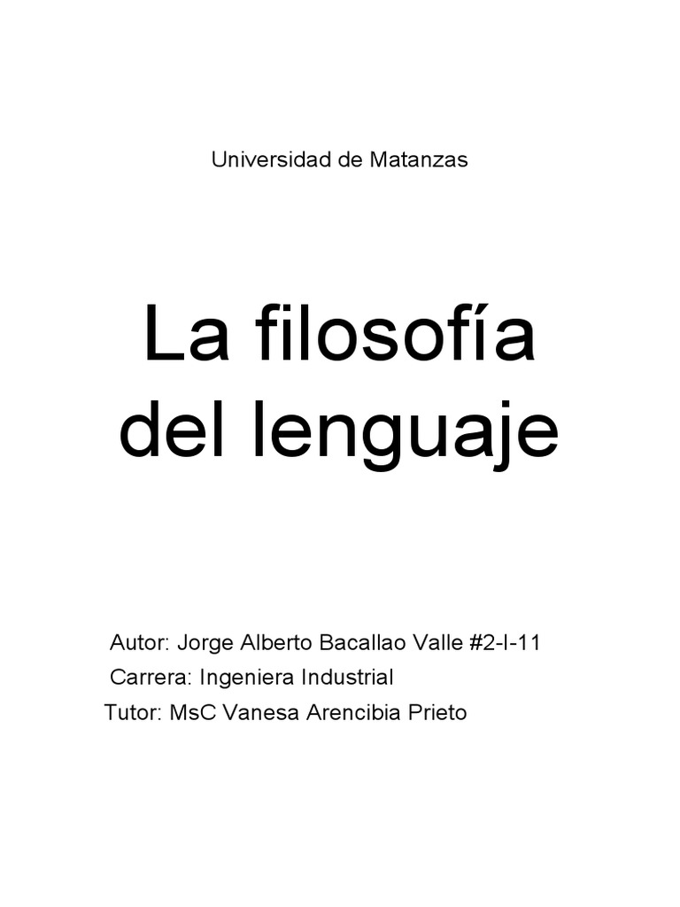 La Filosofía Del Lenguaje | PDF | Filosofía del lenguaje | Lingüística