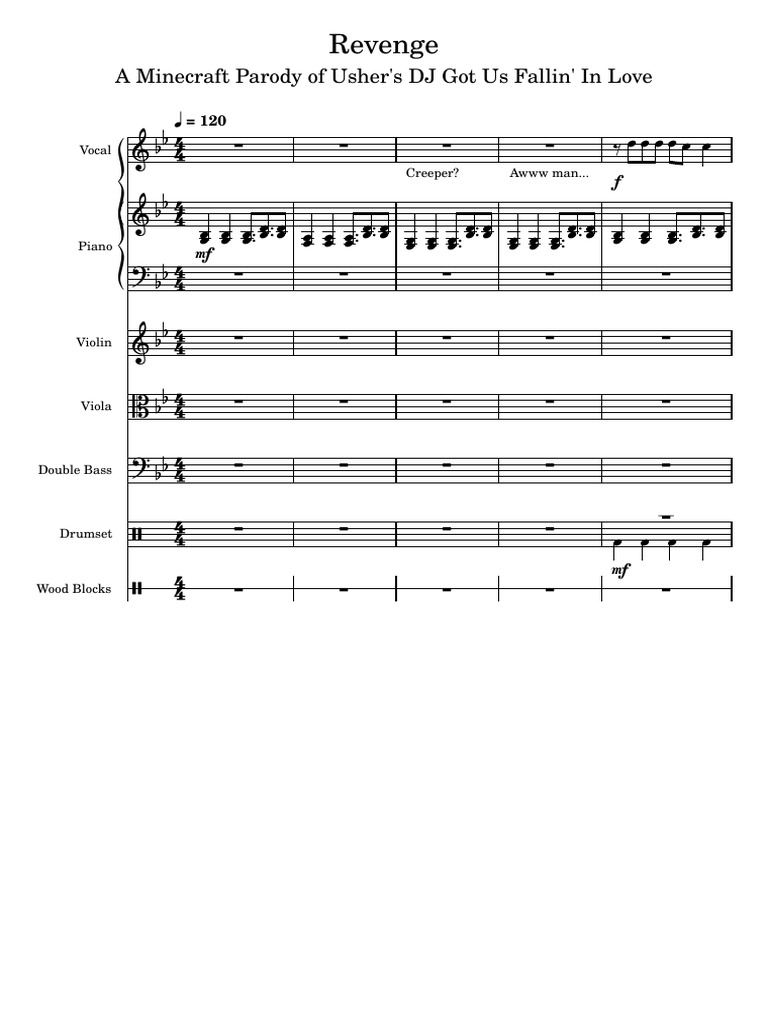 Minecraft Parody "Revenge" Sheet Music | PDF | Minecraft