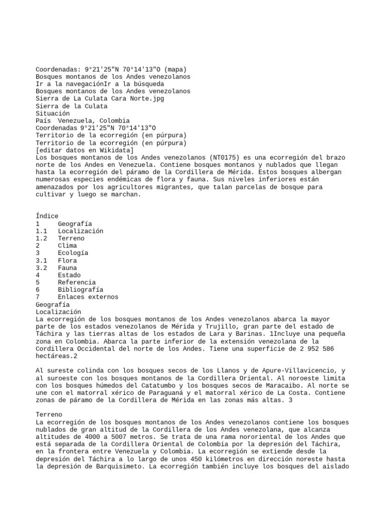 Ecorregión de Bosques Montanos en Venezuela | PDF