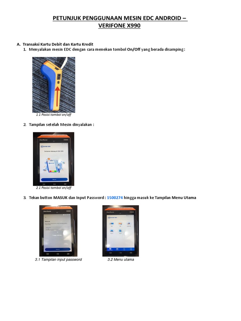 Petunjuk Penggunaan Mesin EDC Android BRI | PDF
