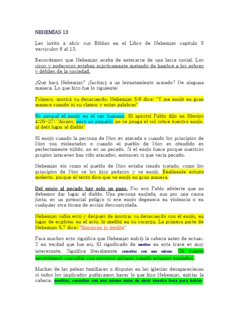Nehemías 13: Justicia y Restauración | PDF | Pecado | Dios