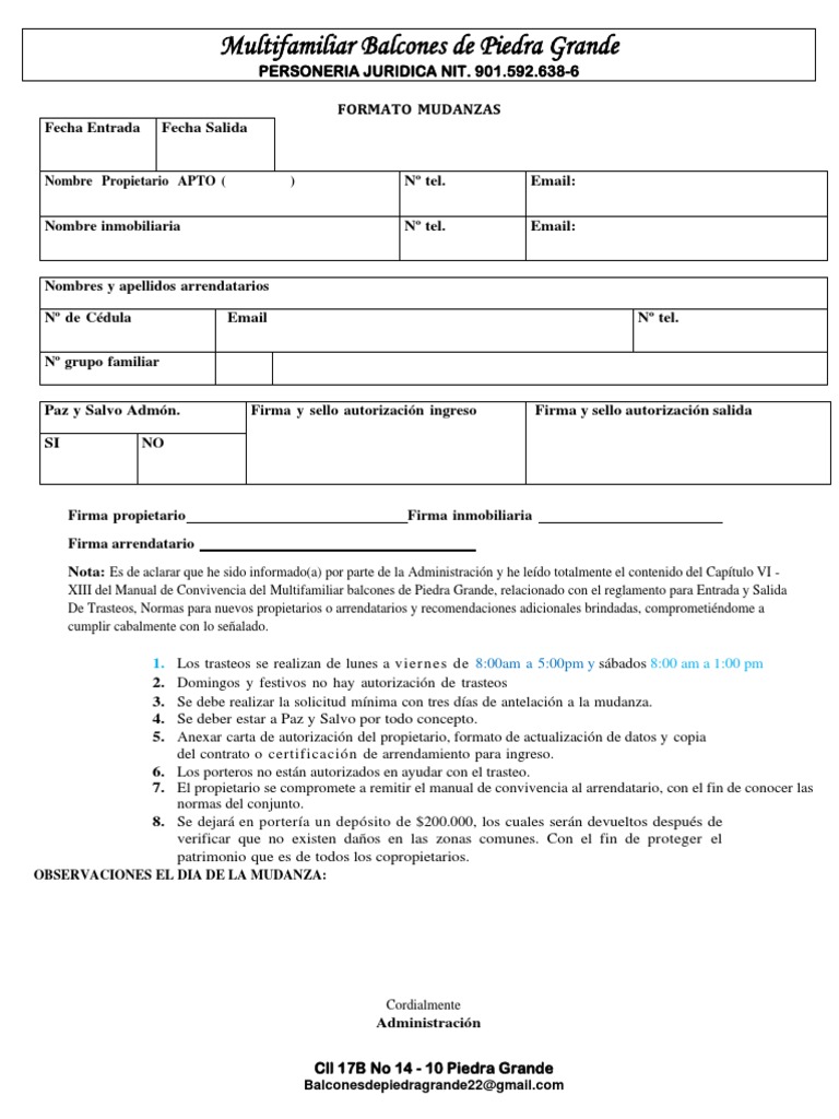 FORMATO-MUDANZAS | PDF