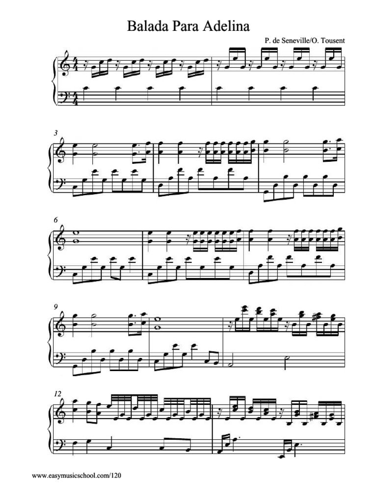 Balada para Adelina Piano Partitura PDF | PDF