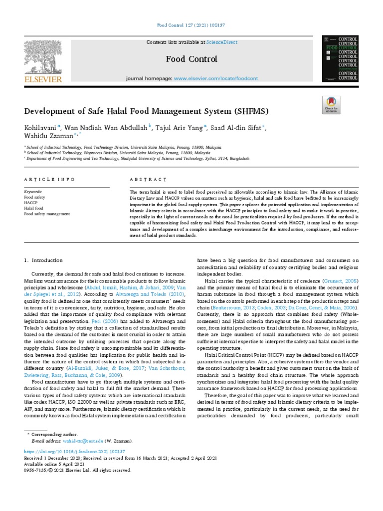 Development of Safe Halal Food Management System | PDF | Hazard ...