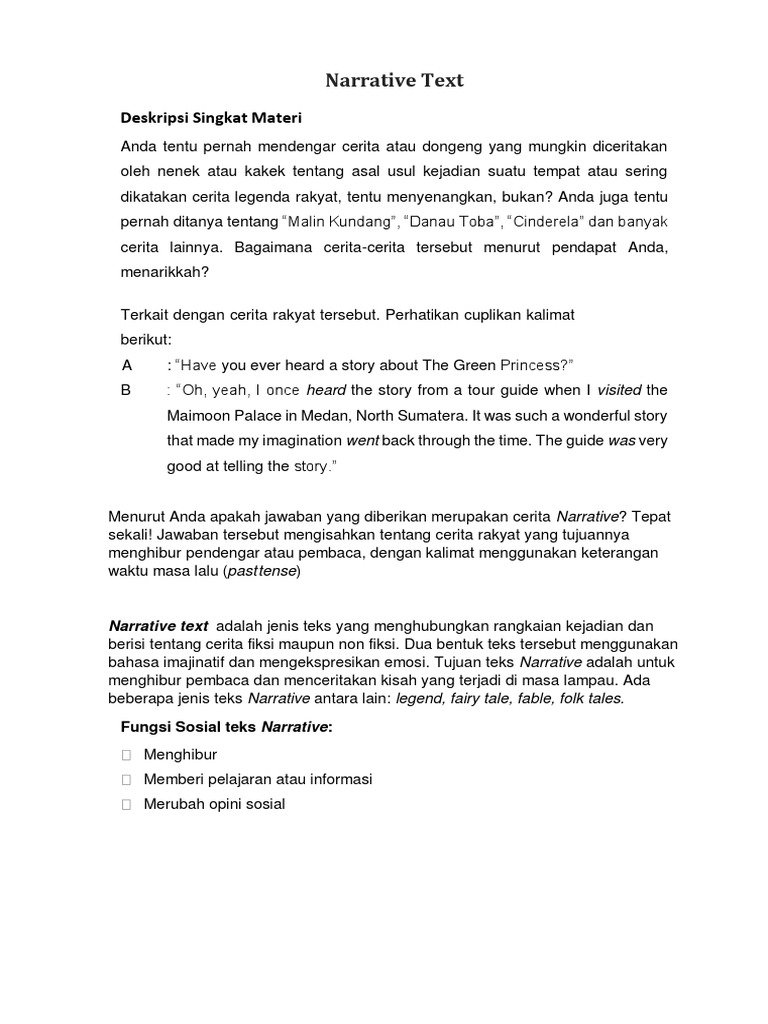 Memahami Teks Naratif dan Jenisnya | PDF