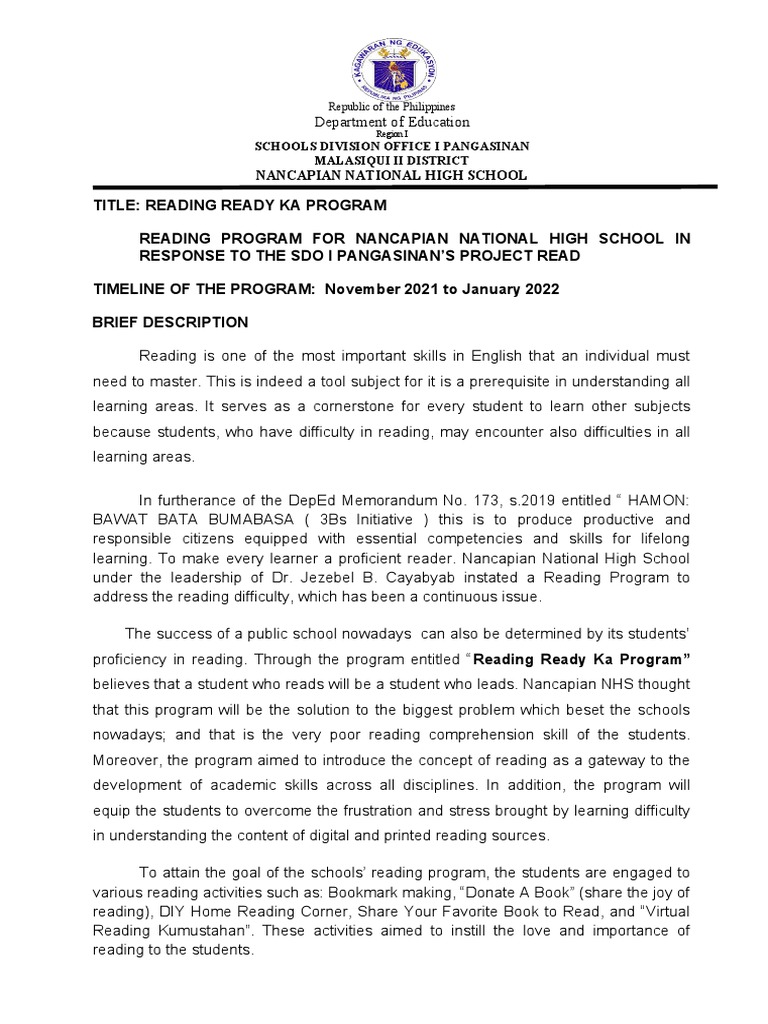School-Based Reading Program-Nancapian Nhs | Download Free PDF ...