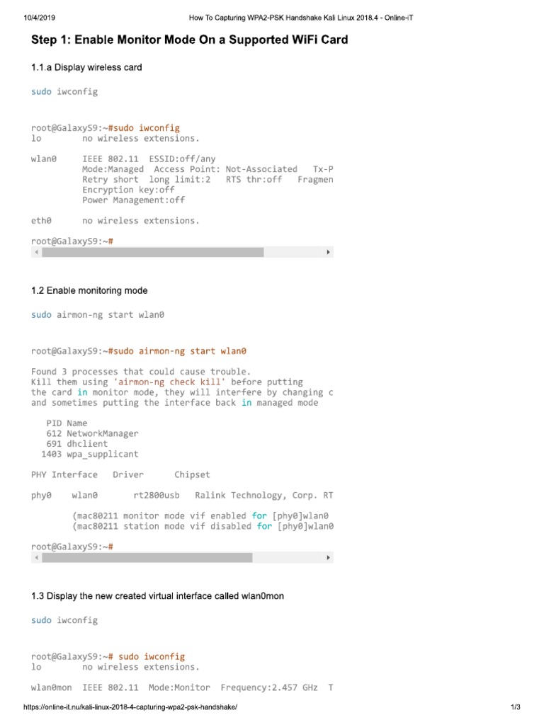 Capturing WPA2-PSK Handshake Kali Linux 2018.4 - Online-iT | PDF | Ieee ...