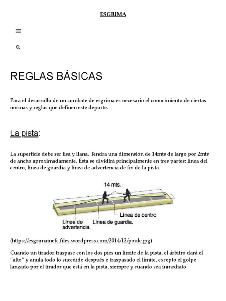 REGLAS BÁSICAS - Esgrima | PDF | Deportes | Deportes individuales