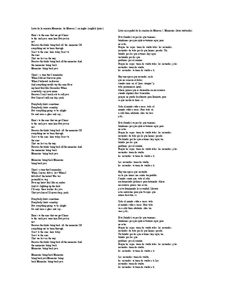 Canción Memories | PDF | Música grabada
