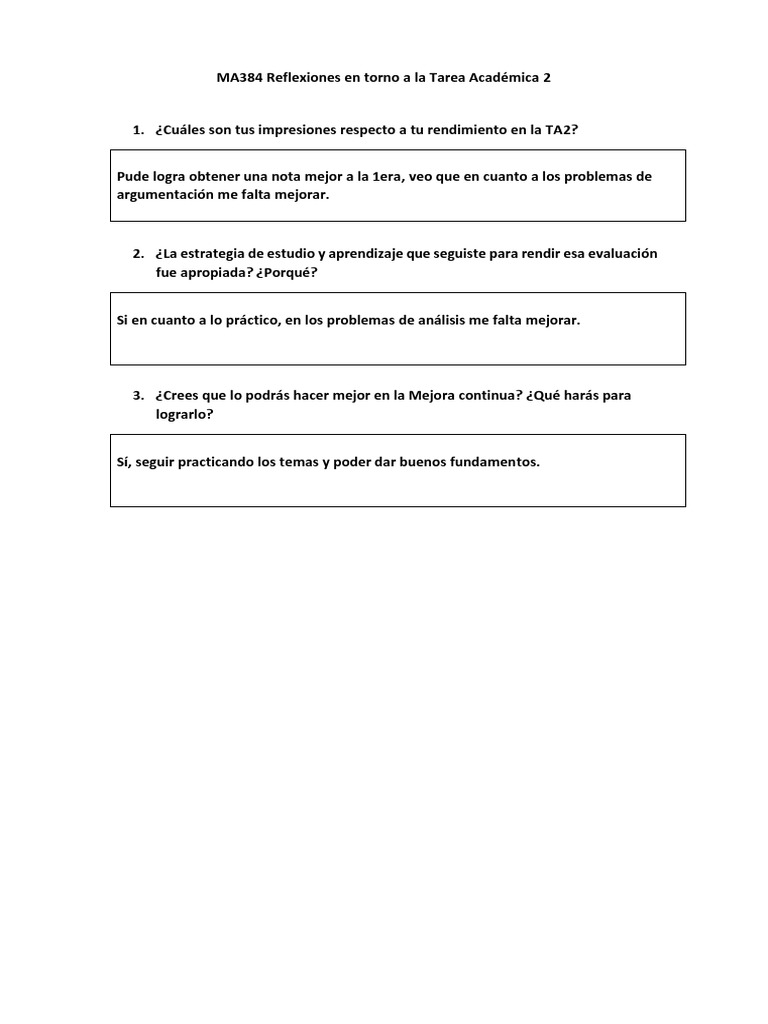 Reflexión Sobre La TA2 | PDF | Crecimiento personal y profesional | Negocios
