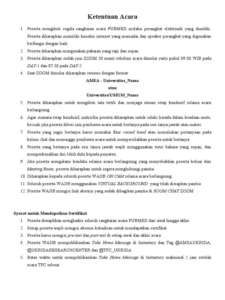 5317 - Ketentuan Acara TFC 2021 | PDF