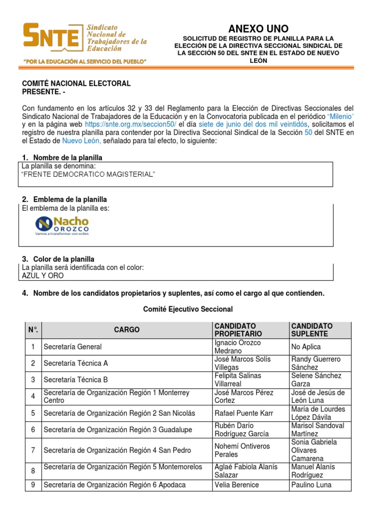 Planilla Azul y Oro | PDF | Politica de mexico | Sindicato