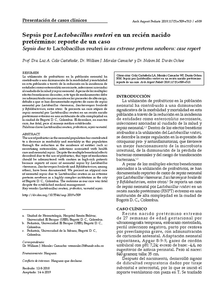 Caso Clinico A Sepsis Por Lactobacillus | PDF | Septicemia ...