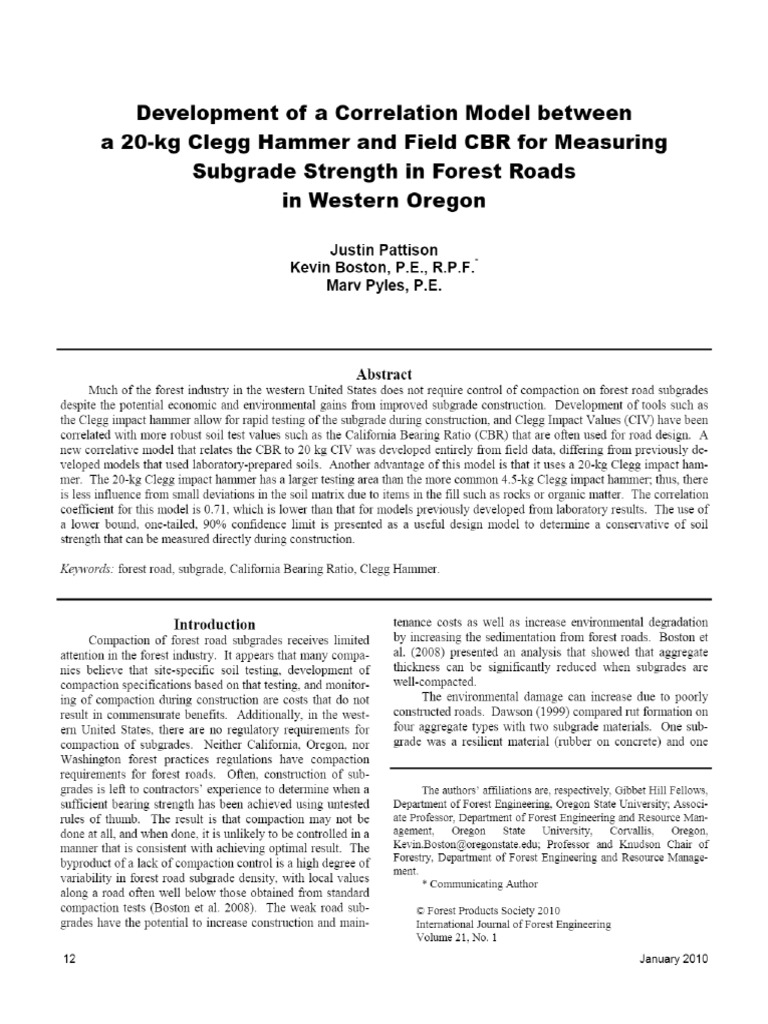 View of Development of A Correlation Model Between A 20kg Clegg Hammer ...