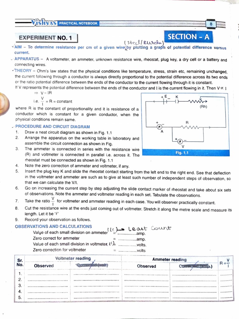Physics Practicals 1 | PDF | Electricity | Electrical Engineering