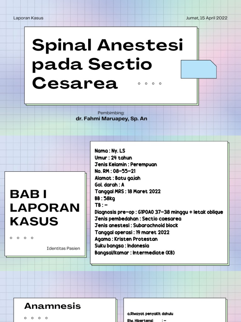 Spinal Anestesi Pada Sectio Cesarea | PDF