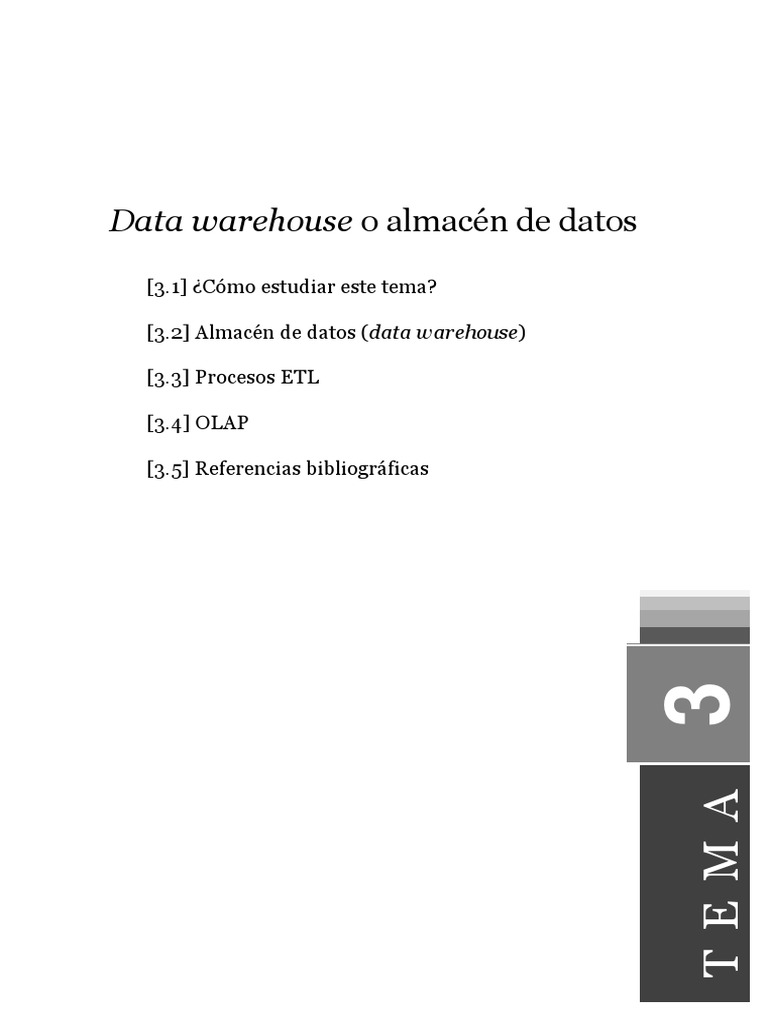 Tema 3 Datawarehouse | PDF | Almacén de datos | Inteligencia de negocios