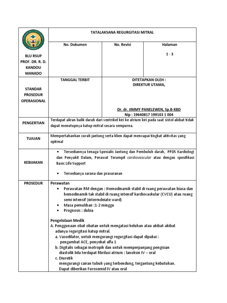 Tatalaksana Regurgitasi Mitral | PDF