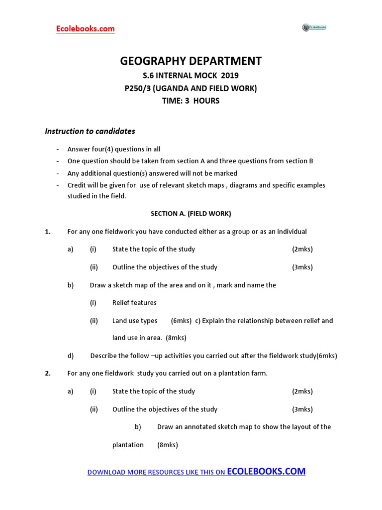 Geography Mock Exam Guide 2025 | PDF | Deforestation | Natural Environment