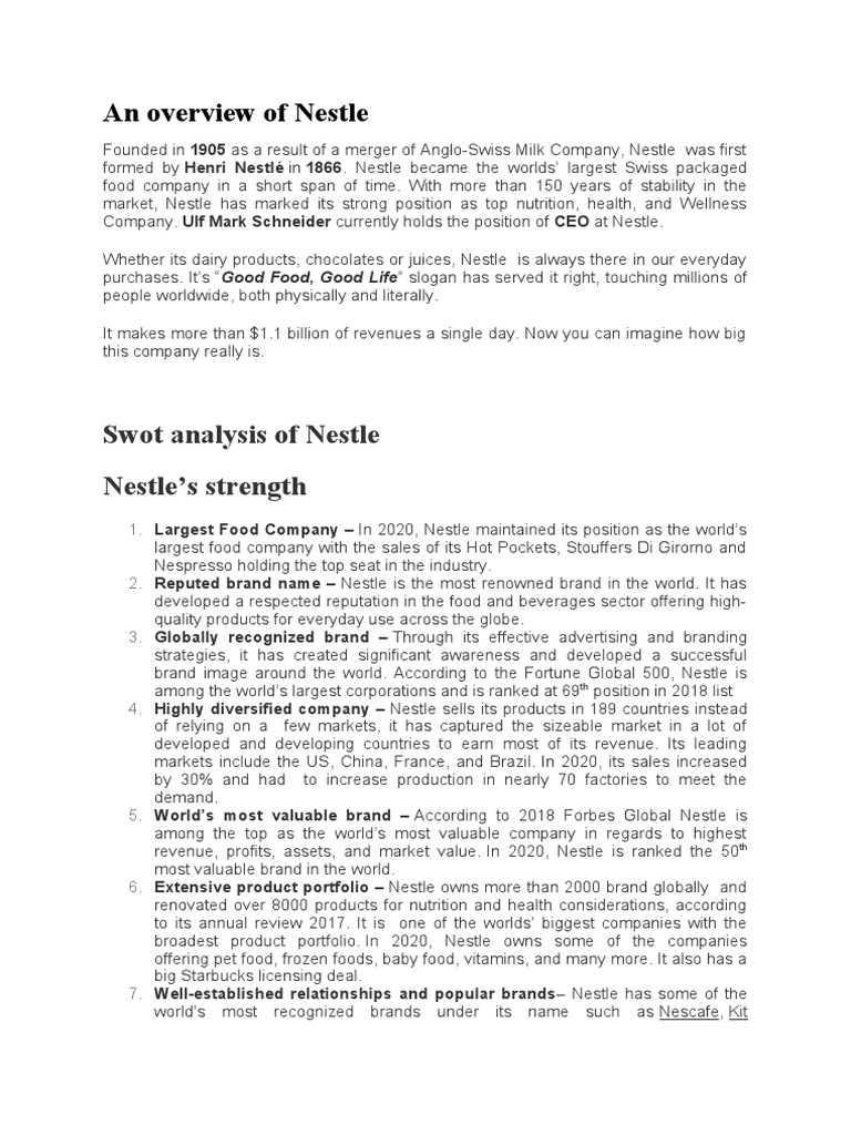 An Overview of Nestle | PDF | Nestlé | Brand