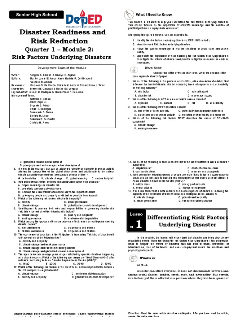 Disaster Readiness and Risk Reduction: Quarter 1 - Module 2 | PDF ...