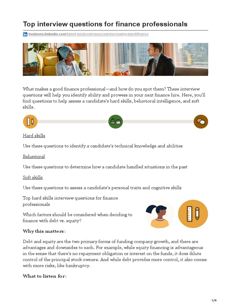 Top Interview Questions For Finance Professionals | PDF | Debt ...