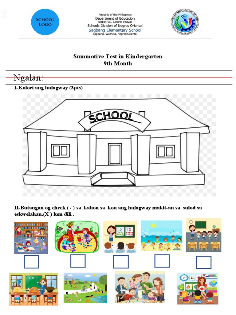 9th Summative Test in Kindergarten 2 | PDF
