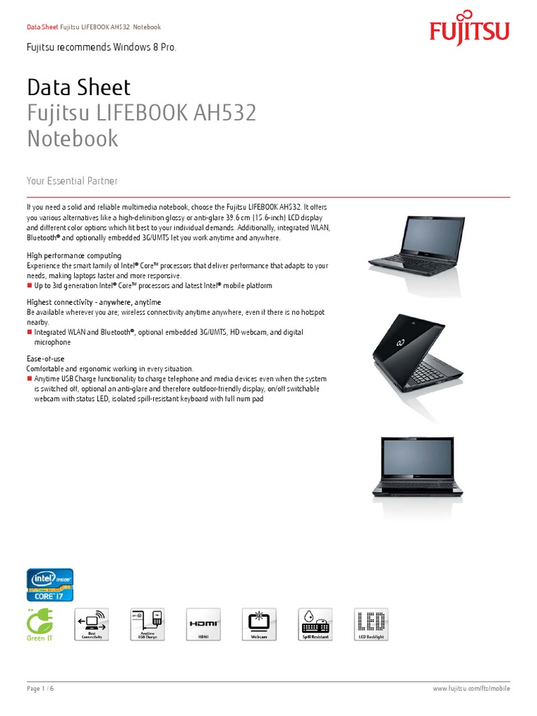 Fujitsu LifeBook AH530 | PDF | Laptop | Computer Keyboard