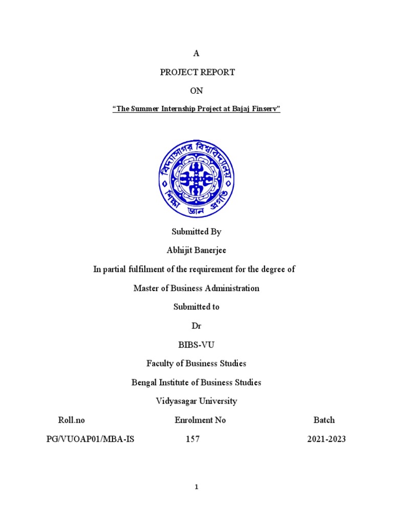 Summer Internship Report at Bajaj Finserv | PDF | Investment Fund | Non ...